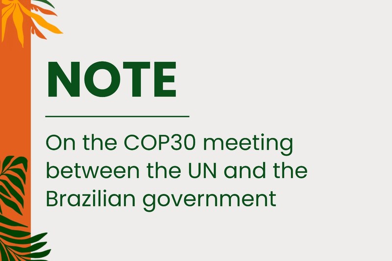 Note on the COP30 meeting between the UN and the Brazilian Government
